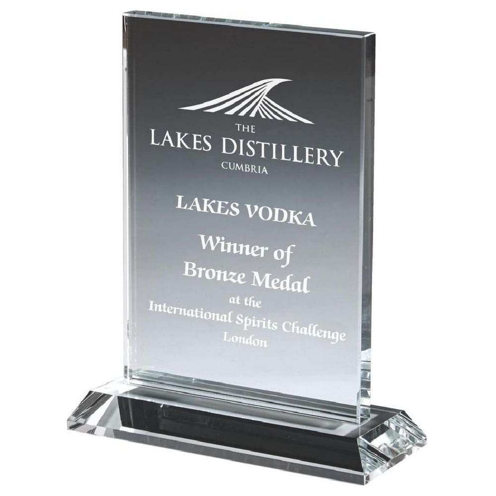 Clear Glass Rectangular Stand - RB Trophies & Engraving