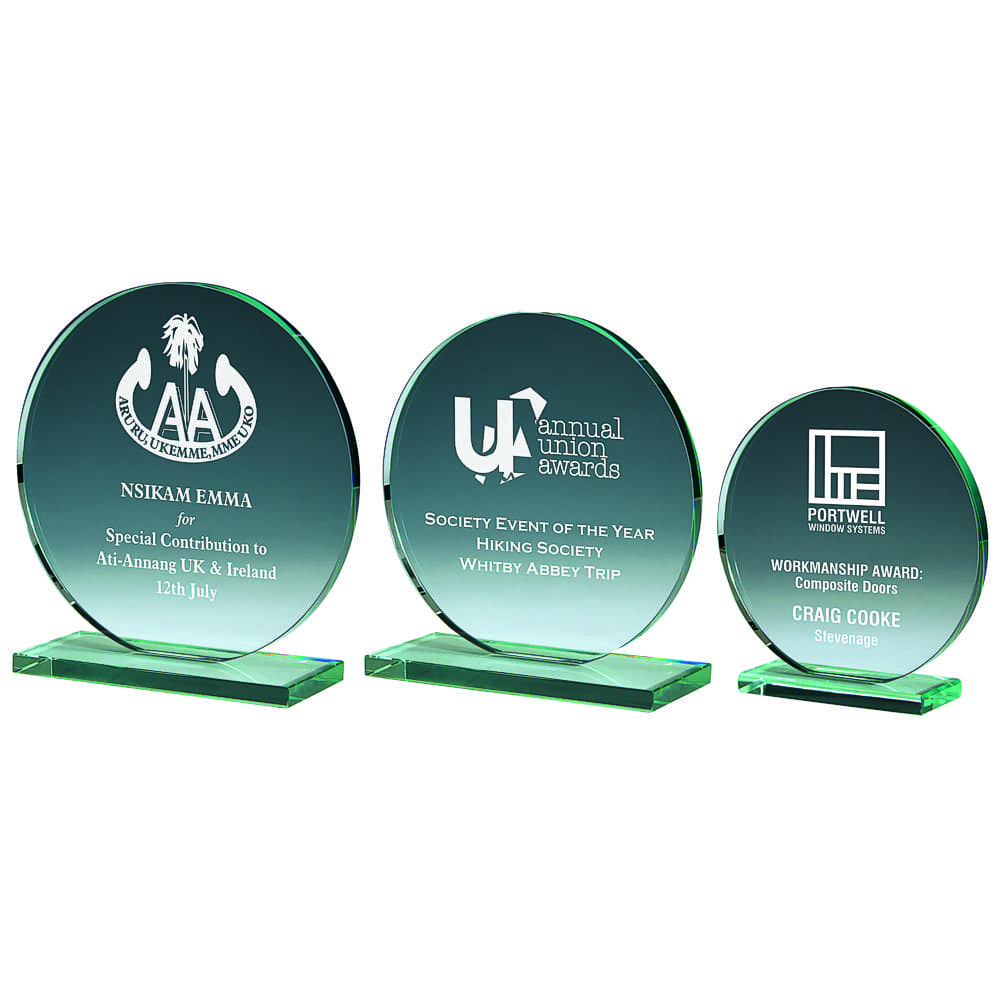 Round Jade Glass Stand - RB Trophies & Engraving