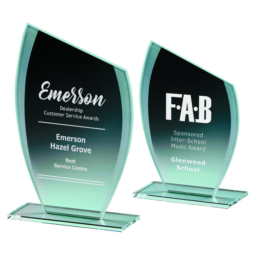 Sloped Top Jade Glass Stand - RB Trophies & Engraving