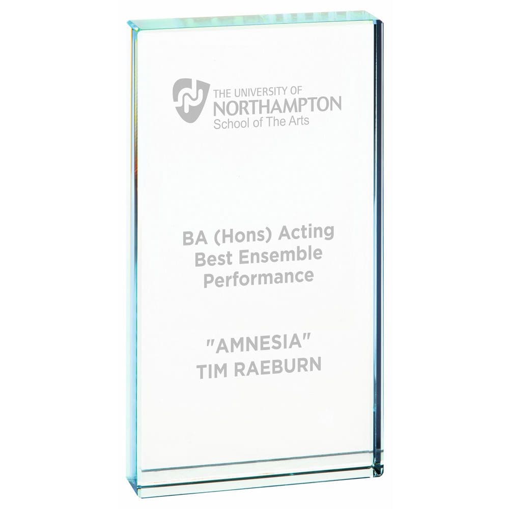 Clear Glass Rectangular Block Award - RB Trophies & Engraving