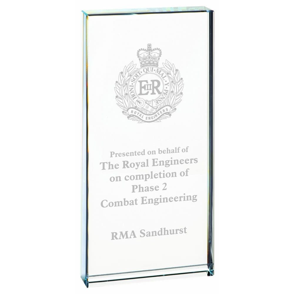 Clear Glass Rectangular Block Award - RB Trophies & Engraving