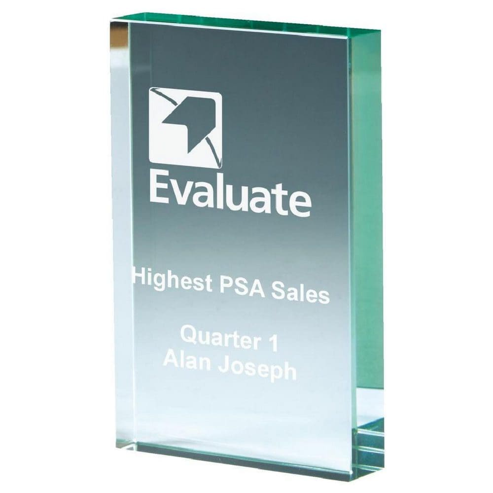 Premium Jade Glass Block Award - RB Trophies & Engraving