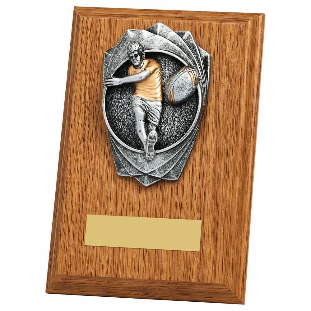 Light Oak Male Rugby Player Plaque - RB Trophies & Engraving