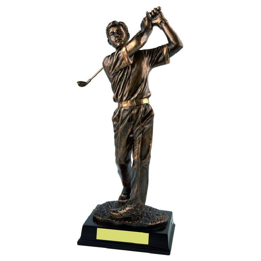 Antique Gold Resin Male Golfer Trophy - RB Trophies & Engraving