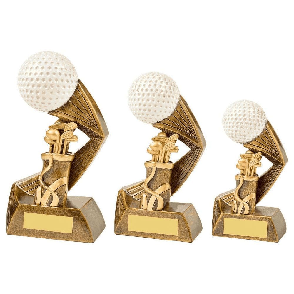 Antique Gold Golf Bag & Ball Star Trophy - RB Trophies & Engraving