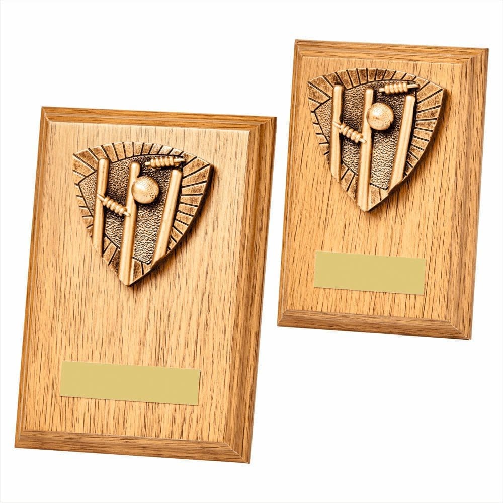 Cricket Stumps Wood Plaque - RB Trophies & Engraving