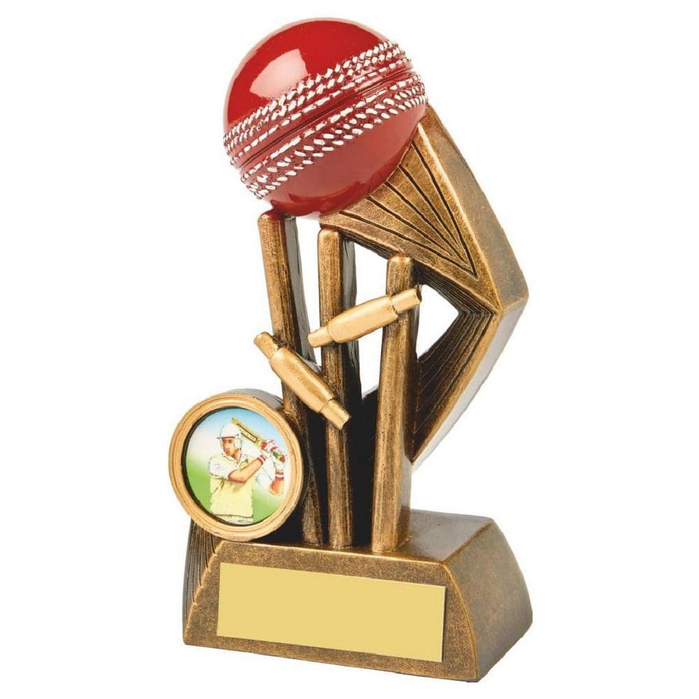 Heavy Gold Resin With Red Ball Cricket Trophy - RB Trophies & Engraving