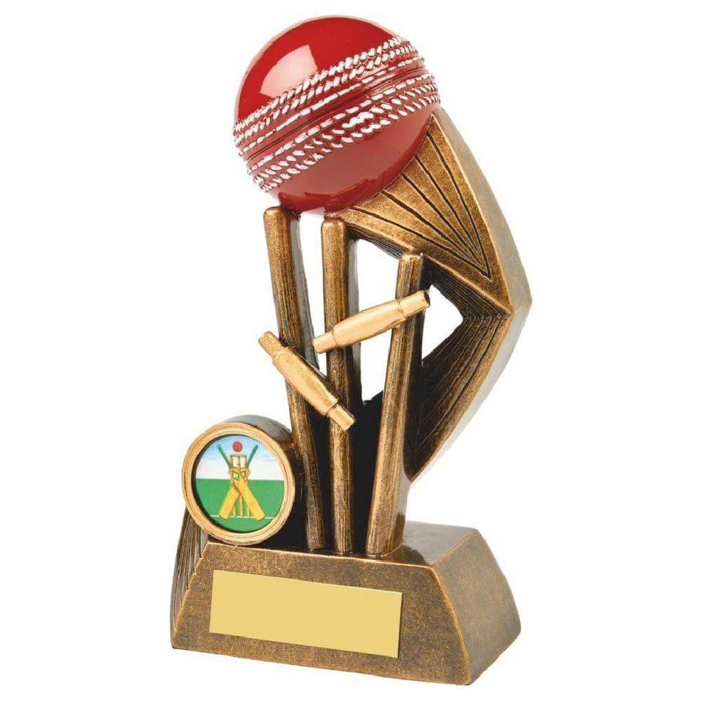 Heavy Gold Resin With Red Ball Cricket Trophy - RB Trophies & Engraving