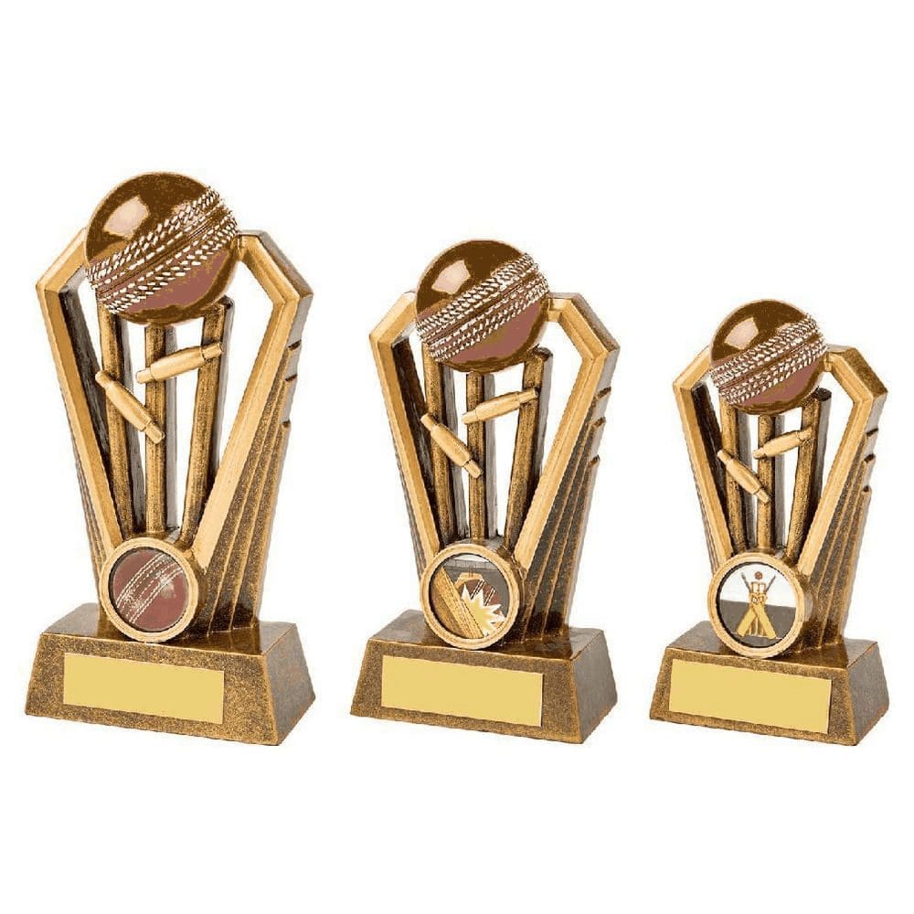 Gold Resin Cricket Wicket With Red Ball Trophy - RB Trophies & Engraving