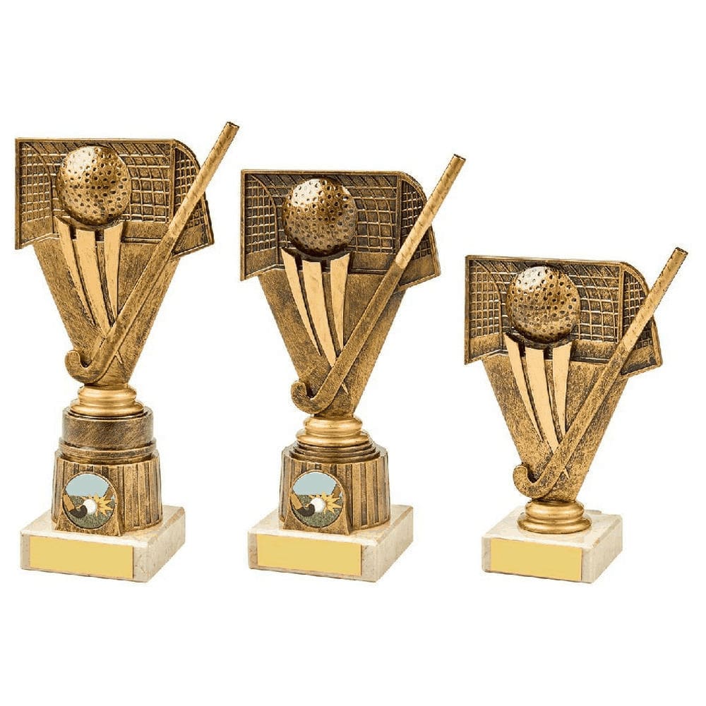 Antique Gold Hockey Stick And Ball Trophy - Roger Brown Trophies ...