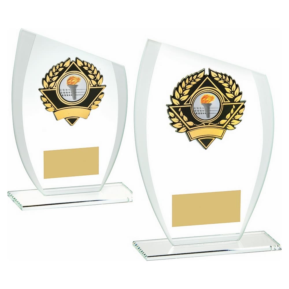 Slope Top Jade Glass Frosted Edge Award with Trim - RB Trophies & Engraving