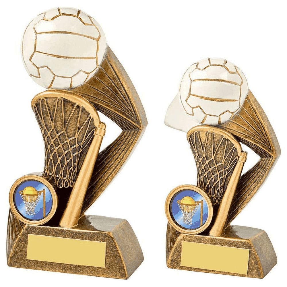 Antique Gold/White Netball Trophy - RB Trophies & Engraving